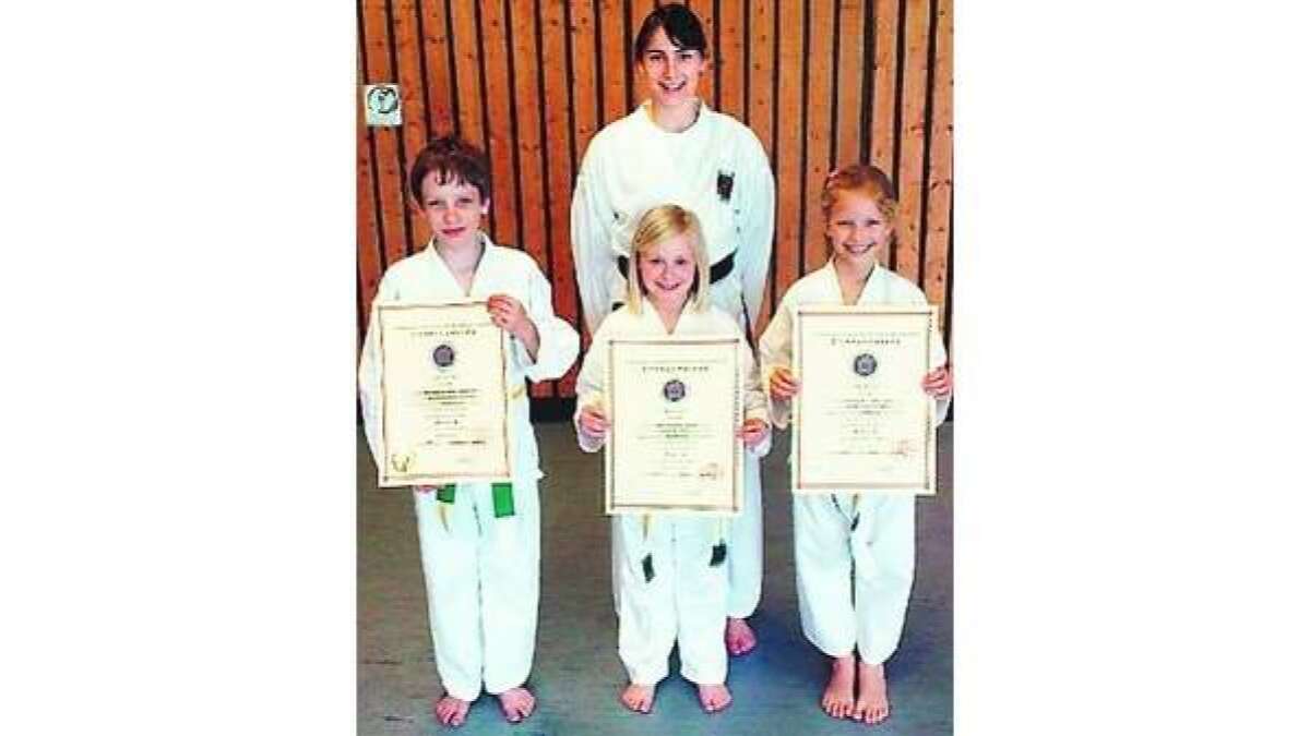 Eifrige Taekwon-Do-Kämpfer bestehen Prüfung