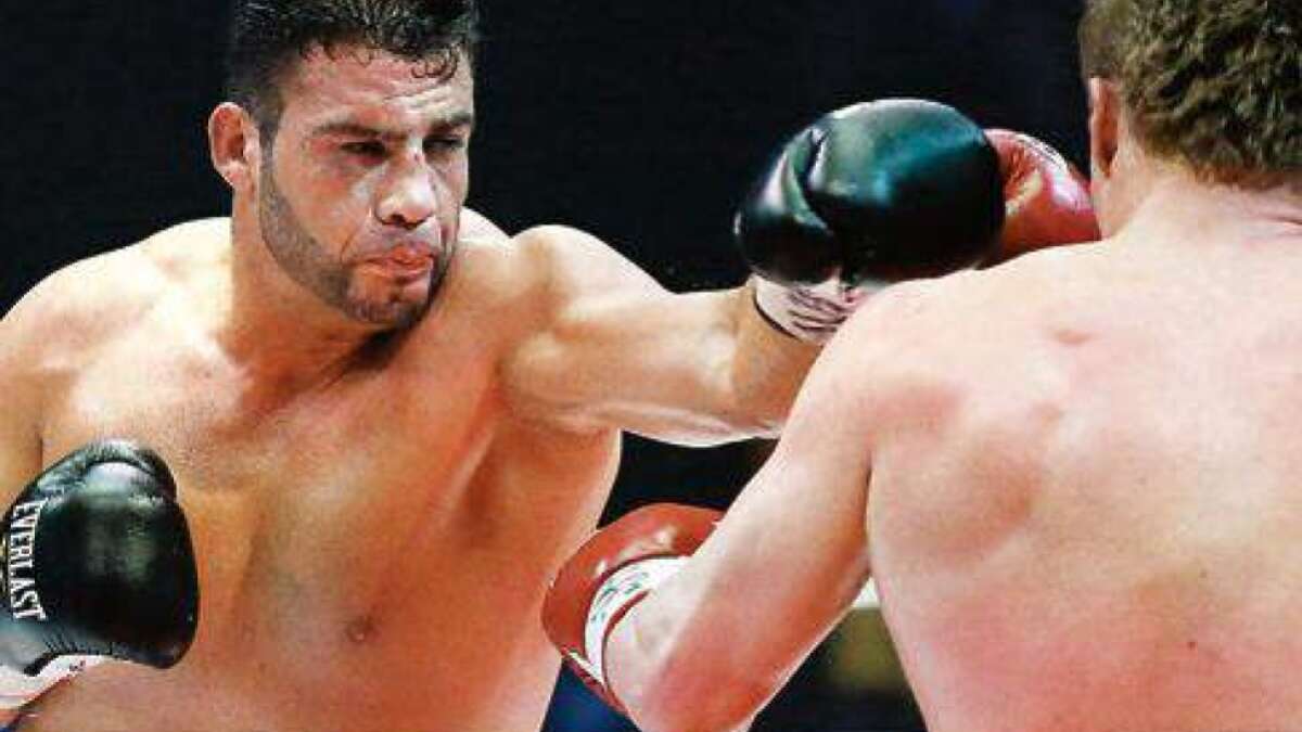 Boxer holt zum großen Schlag aus