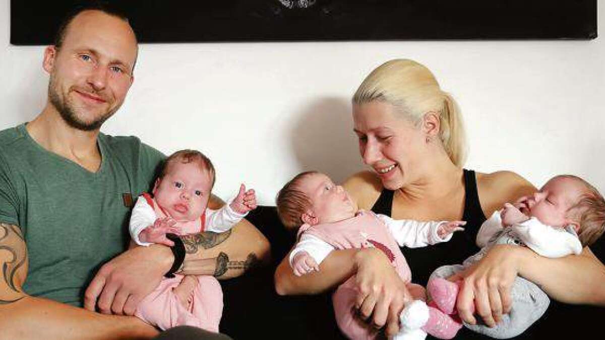 Drillinge in Zetel: Herausforderung für Eltern Melanie und Markus Münch