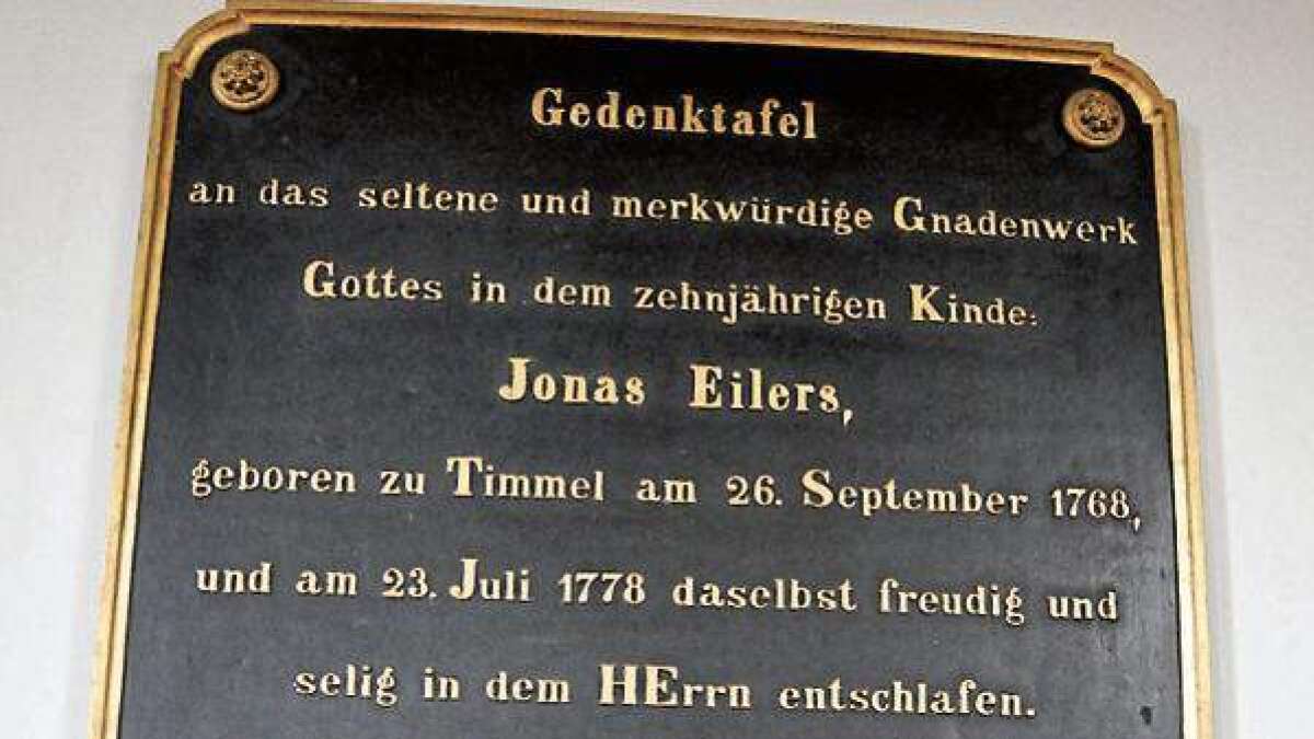 Gedenken an den \"Kinderprediger\" Jonas Eilers aus Timmel
