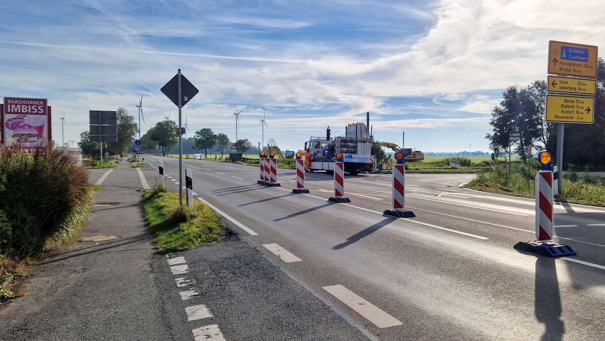 Baustelle B211 in Ovelgönne: Kreuzung in Barghorn bis Mitte November gesperrt