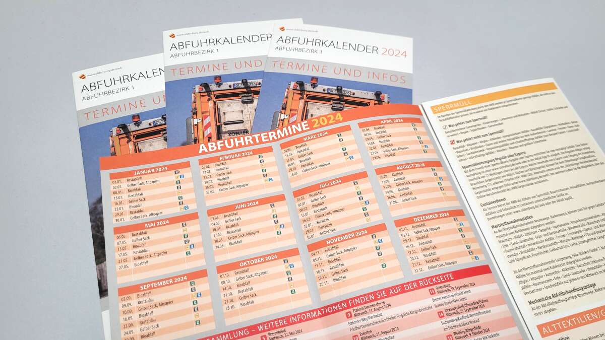 Oldenburger Abfuhrkalender im neuen Design: Damit werden 2,2 Tonnen ...