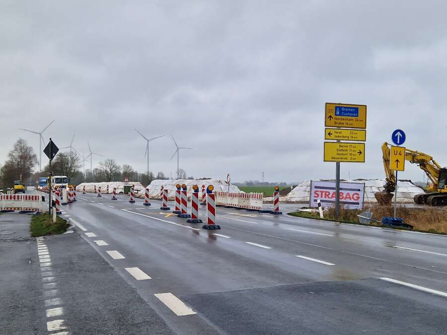 Baustelle an der B 211 bei Barghorn – Kreuzung bleibt wohl länger gesperrt
