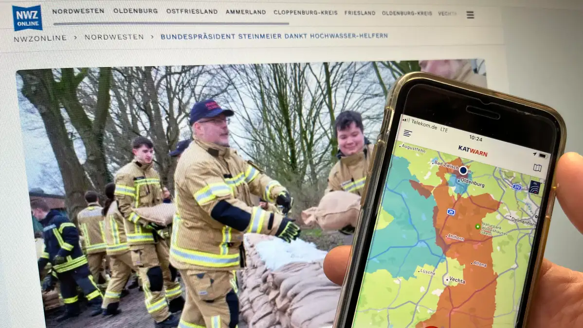 Hochwasser in Oldenburg: Warn-Apps wie „Katwarn“ oder „Nina“ empfohlen