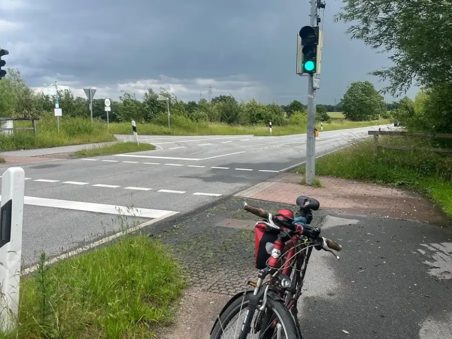Ein Radfahrer Mochte Ohne Abzusteigen