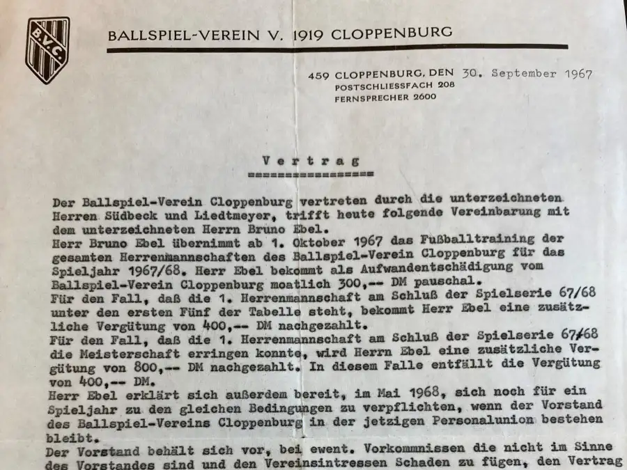Aufstieg und Fall des BV Cloppenburg: Historischer Trainervertrag von ...